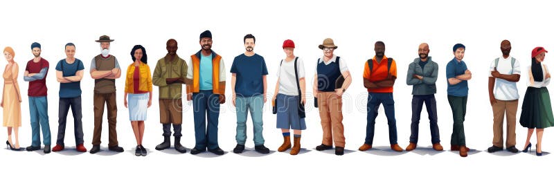 Illustration of Group of Diverse Multiethnic People with Different Jobs ...