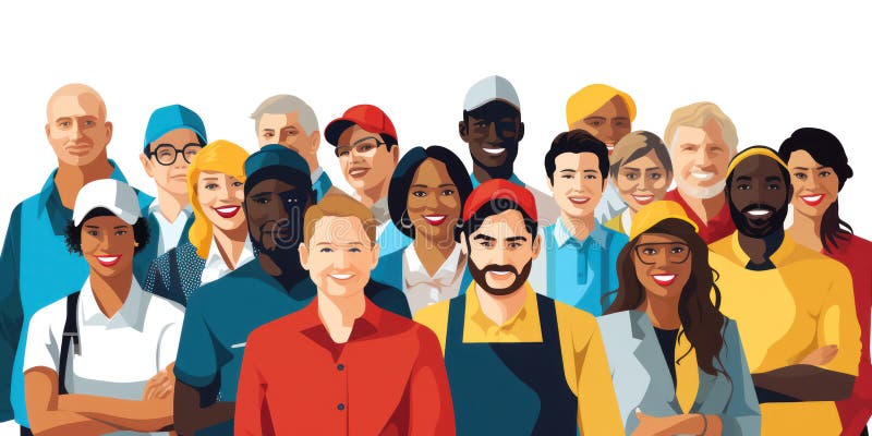 Illustration of Group of Diverse Multiethnic People with Different Jobs ...