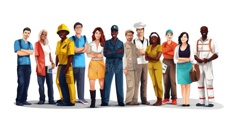 Illustration of Group of Diverse Multiethnic People with Different Jobs ...