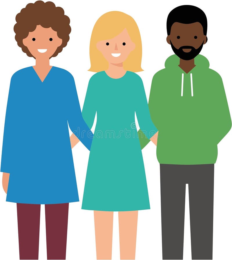 Flat Style Diverse People Group Holding Hands Team Illustration Stock ...