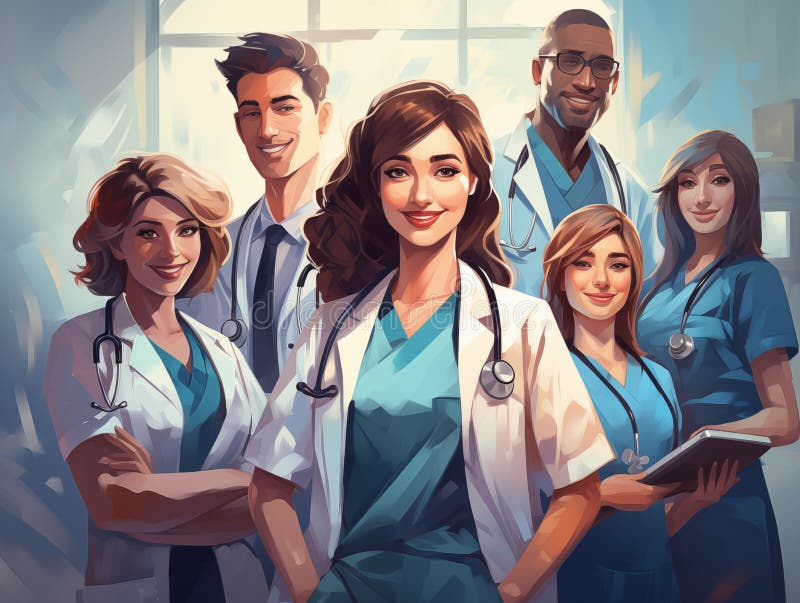 Illustration of a Group of Doctors in Uniform. Generated by AI Stock ...