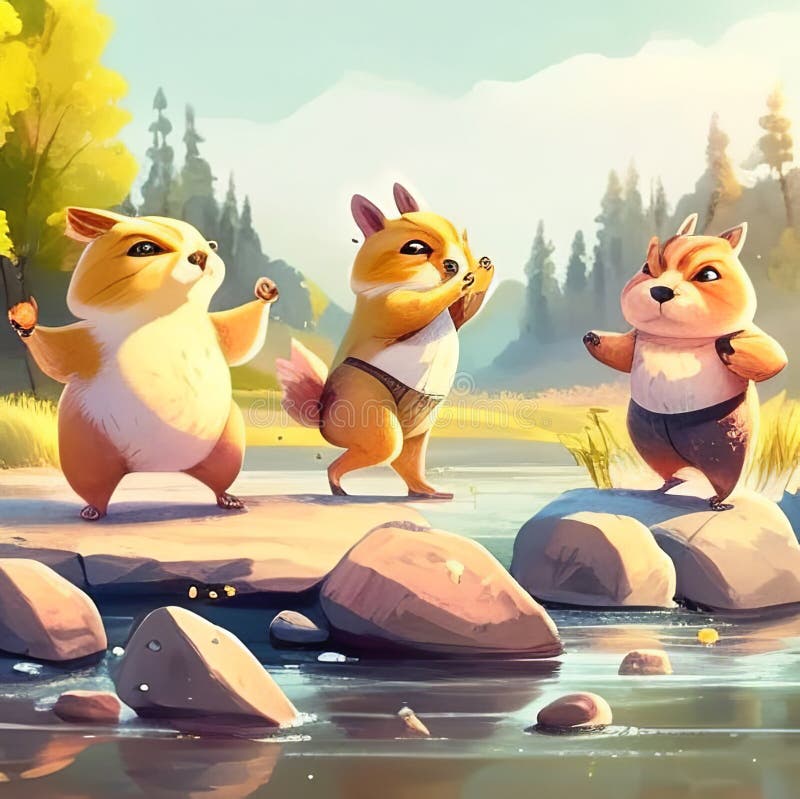 Illustration of a Group of Fat Weasels Dancing Stock Illustration ...