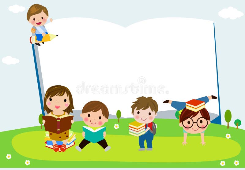 Group of Happy Children with Books Stock Vector - Illustration of ... Group of Happy Children with Books Stock Vector - Illustration of ...