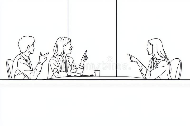 In this Illustration, a Group of Office Workers Discuss Together. One ...