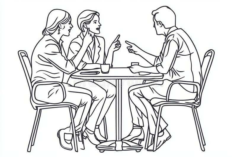 An Illustration of Group of Office Workers Discussing Together. One ...