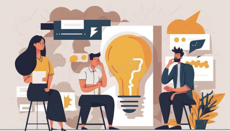 Illustration Group of People Characters are Thinking about Analysis ...