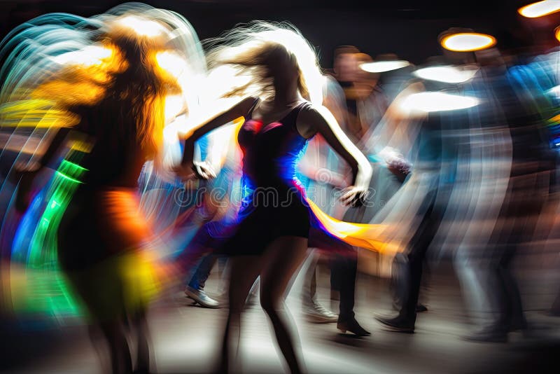 Illustration of a Group of People Dancing, with Motion Blur ...