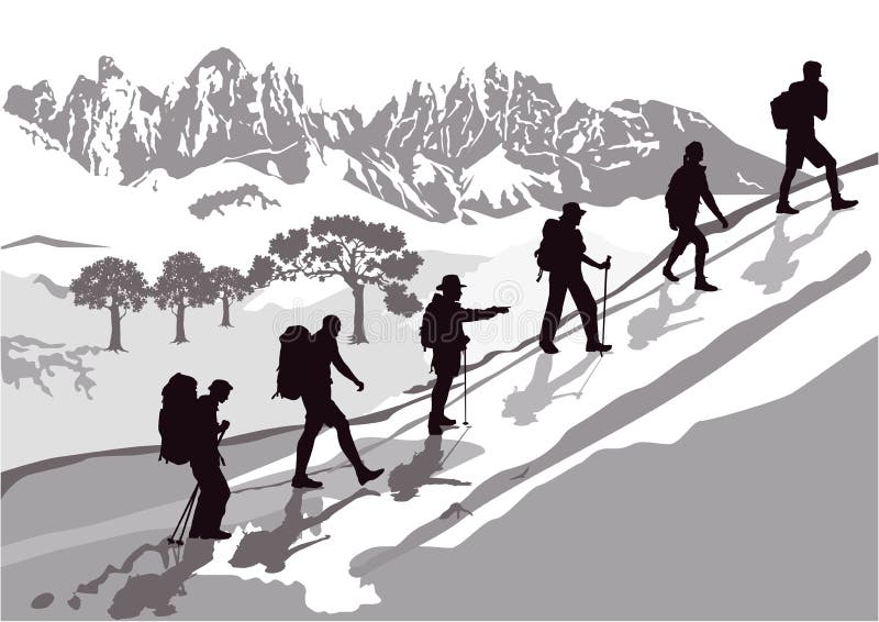 People Hiking Group Stock Illustrations – 6,490 People Hiking Group ...