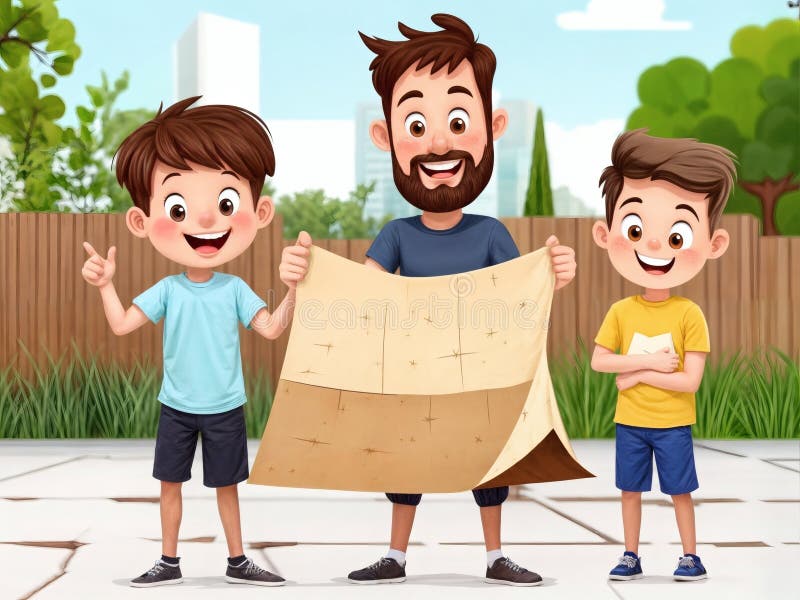 Illustration of a Group of People Playing with a Treasure Map in the ...