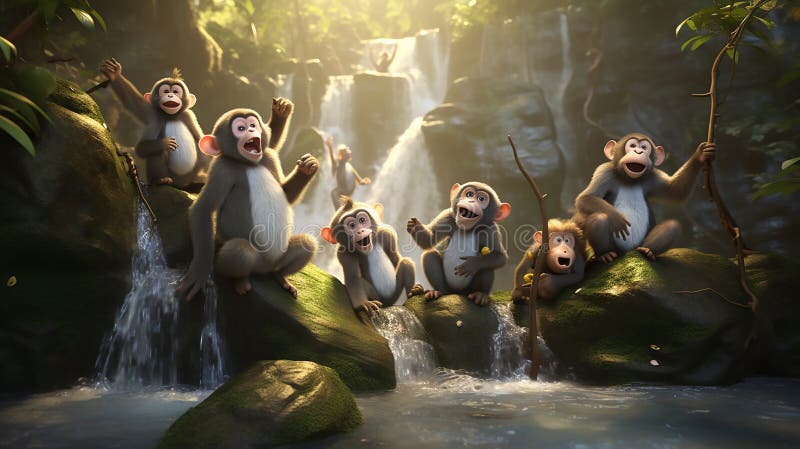 Group of playful puppies stock illustration. Illustration of poster ...