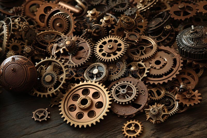 Illustration of a Group of Small Gears on a Table Stock Illustration ...