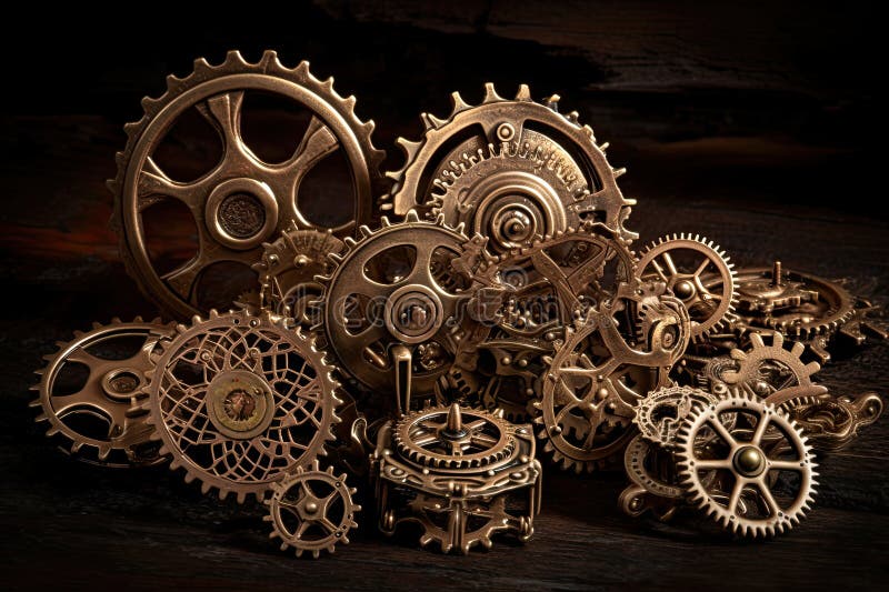 Illustration of a Group of Small Gears on a Table Stock Illustration ...