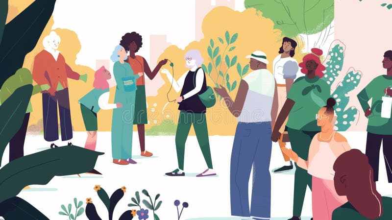 Illustration of Groups of People Interacting Together Stock ...