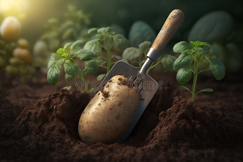 Illustration of Growing Farm Potatoes in the Garden, Generative AI 1 ...