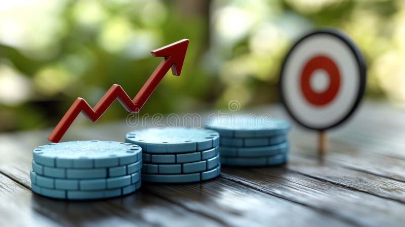 Illustration of Growth with Coins and a Rising Graph in a Natural ...