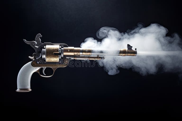 Illustration of a Gun that Has Just Been Fired and is Smoking Stock ...