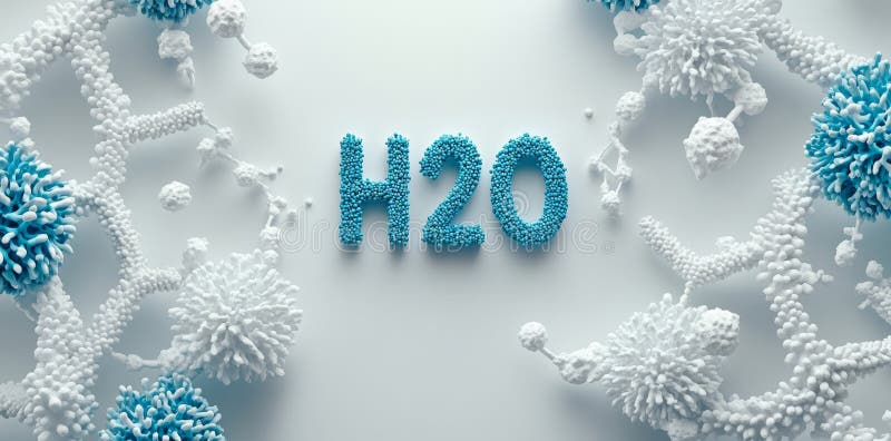 An Illustration of the H2O Molecules in Natural Water. Stock Photo ...