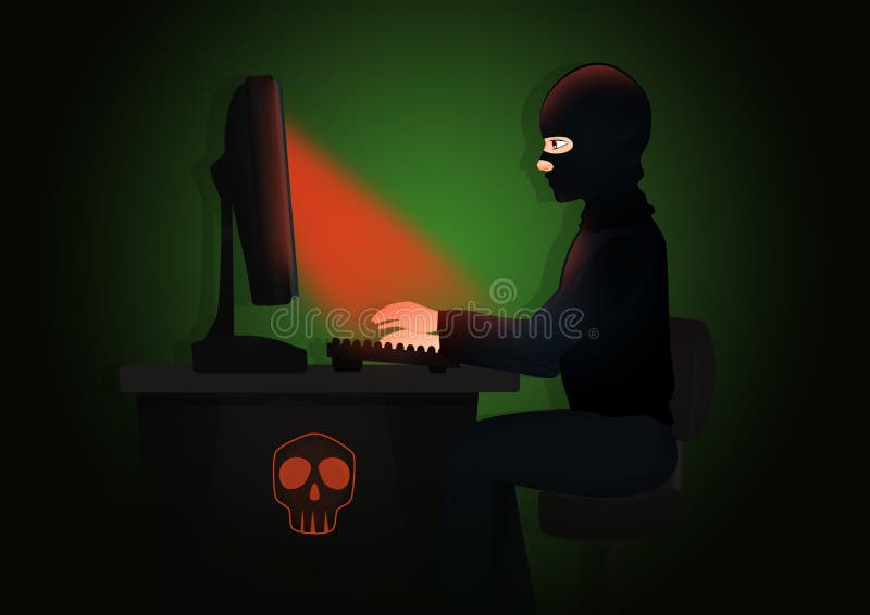 Illustration of Hacker Danger Alert Stock Illustration - Illustration ...