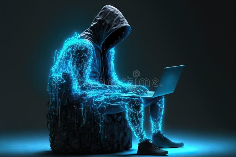Illustration of the Hacker with Laptop Stock Illustration ...
