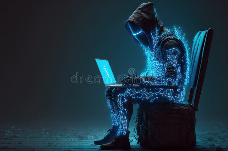 Illustration of the Hacker with Laptop Stock Illustration ...
