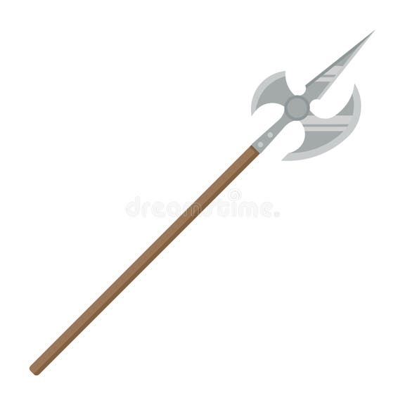 Illustration of a halberd. stock vector. Illustration of knight - 332276197