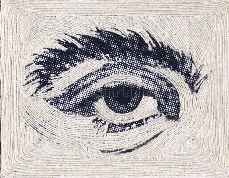 Illustration of Halftone Eye with White String, Art Craft Copy Space ...
