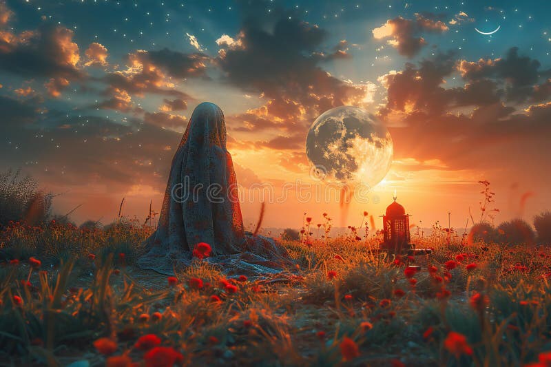 Halloween Concept, Ghost in the Field at Sunset, Rendering Stock ...