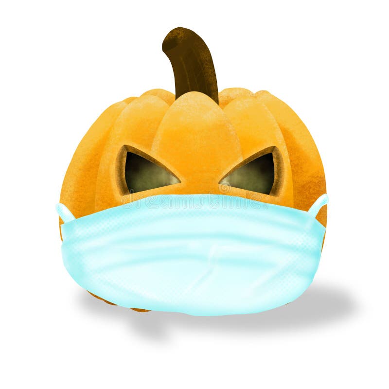Illustration Halloween Pumpkin with Mask for Covid Stock Illustration ...