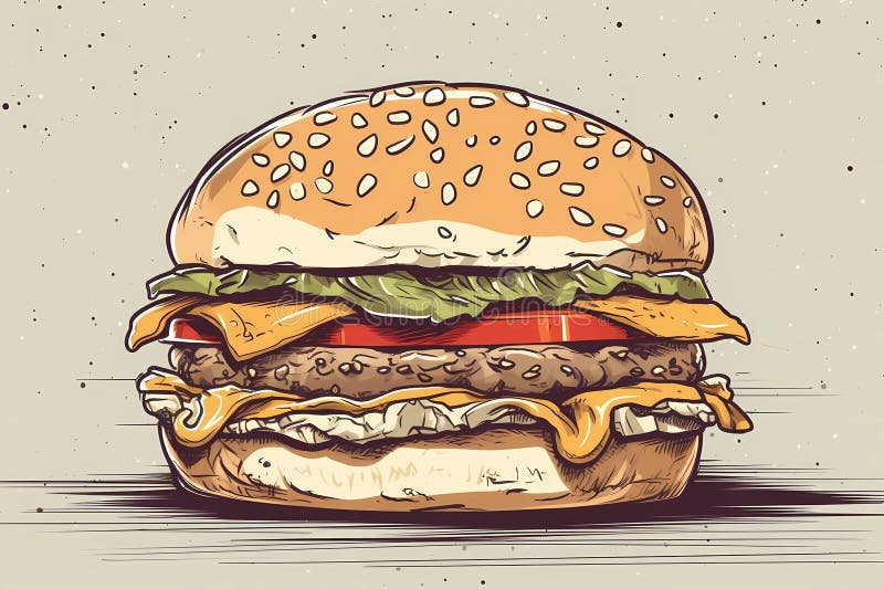 An Illustration of a Hamburger Made in the Style of a Comic Book, Stock ...