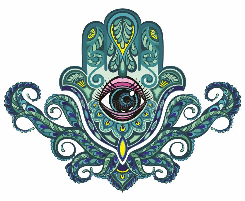 Hand of Fatima Religious Sign on White Stock Vector - Illustration of ...