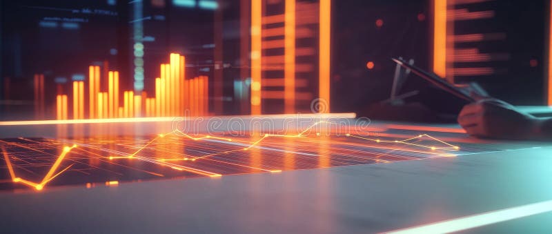 An Illustration of a Hand Analyzing Financial Data with a Pen on a Desk ...