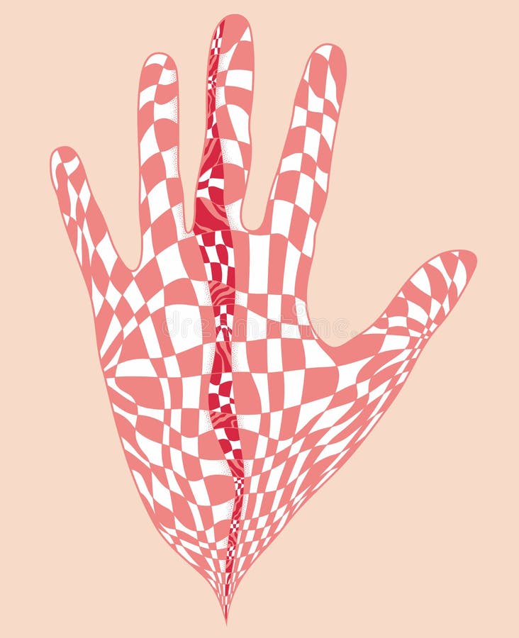 Illustration of Hand with Checkered Pattern Inside Stock Vector ...