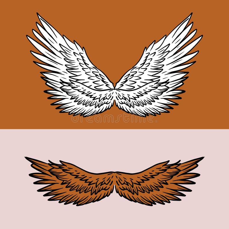 Illustration Hand Drawing Wings Vector Stock Vector - Illustration of ...