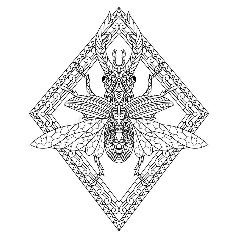Hand Drawn of Beetles in Zentangle Style Stock Vector - Illustration of ...