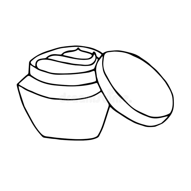 Open Jar with Cream in Doodle Stock Vector - Illustration of container ...