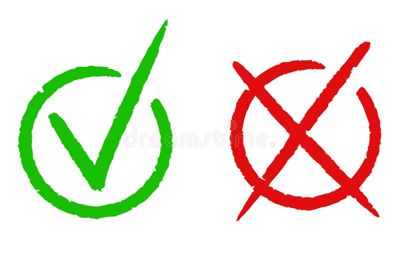 Illustration of Hand Drawn Check Marks. Tick and Cross Stock Vector ...