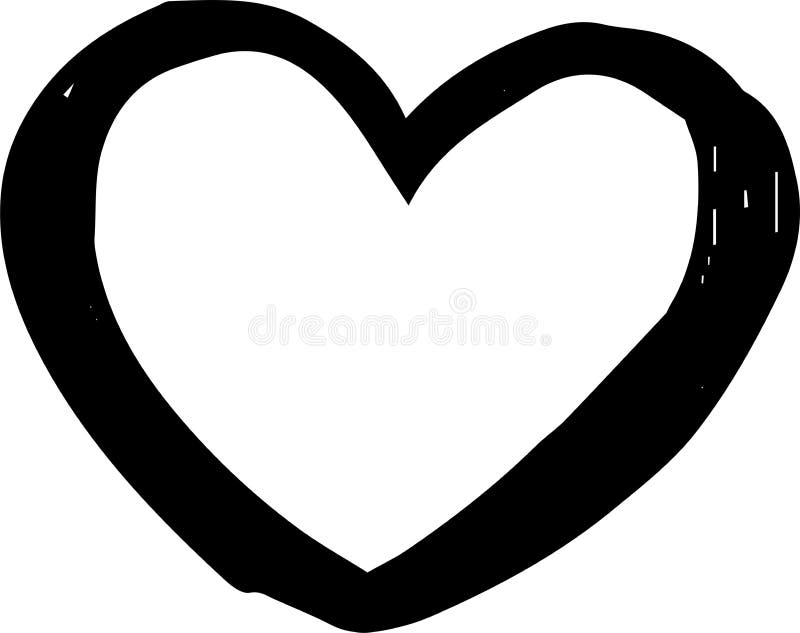 Illustration of Hand Drawn Cute Black Heart Stock Vector - Illustration ...