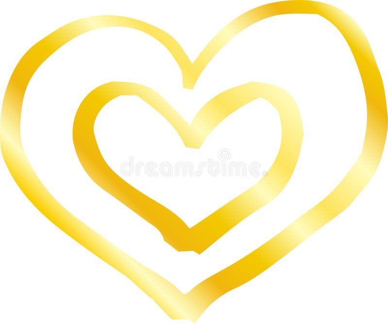 Illustration of Hand Drawn Cute Gold Heart Stock Vector - Illustration ...