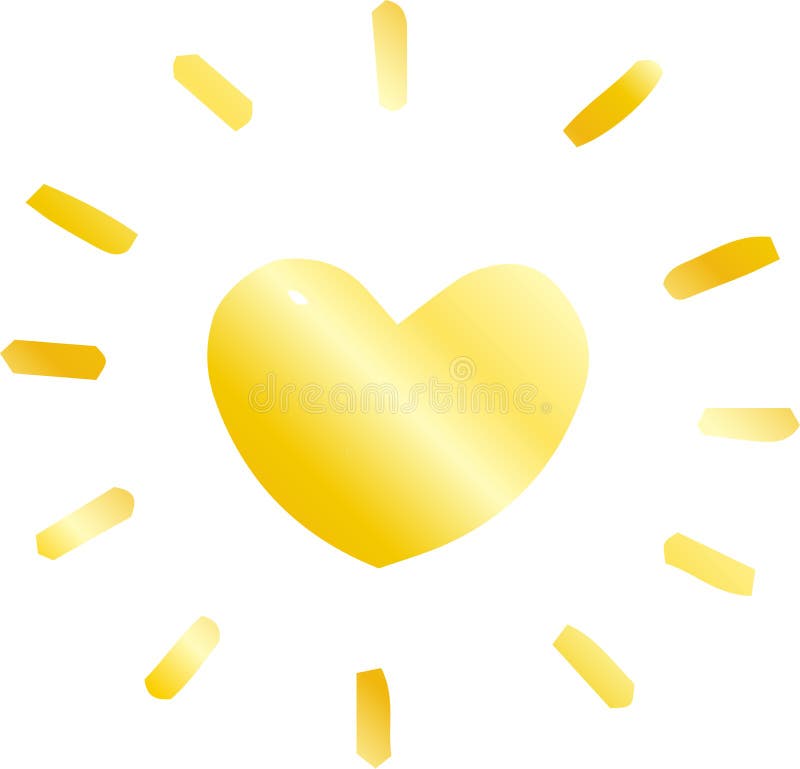 Illustration of Hand Drawn Cute Gold Heart Stock Vector - Illustration ...