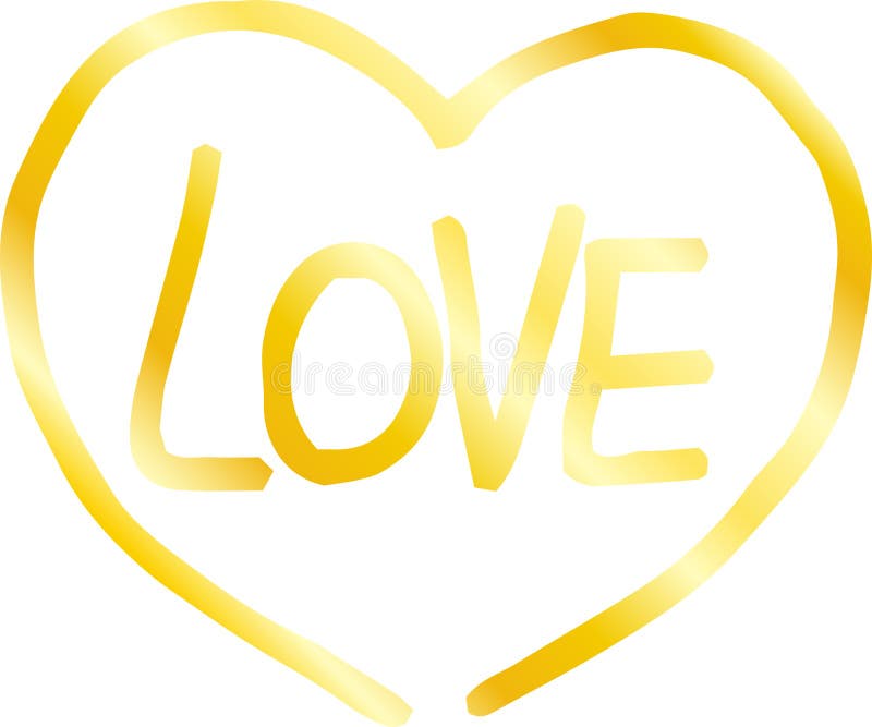 Illustration of Hand Drawn Cute Gold Heart Stock Vector - Illustration ...