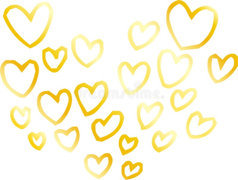 Illustration of Hand Drawn Cute Gold Heart Stock Vector - Illustration ...