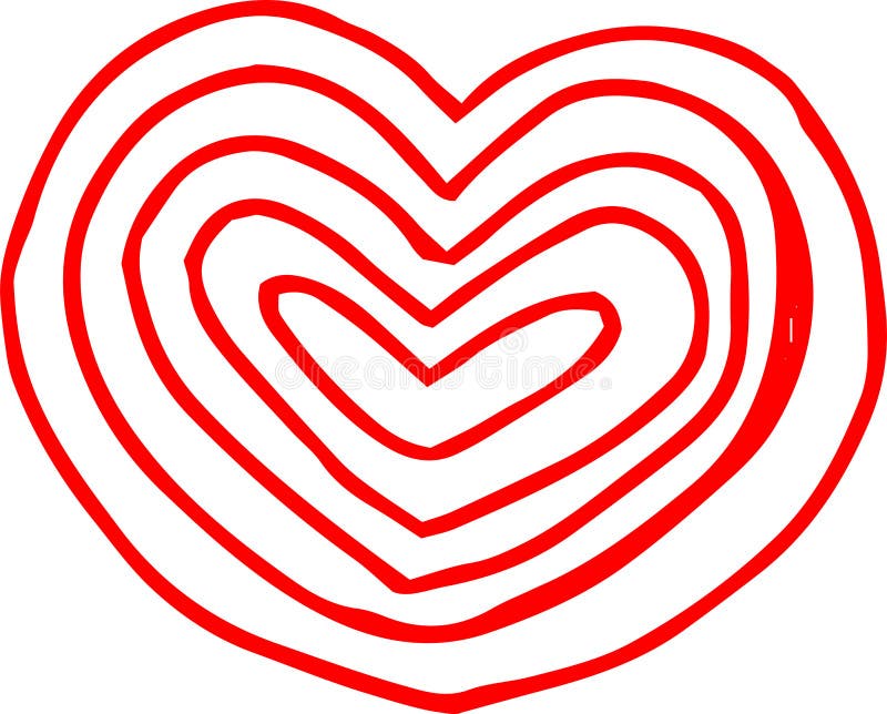 Illustration of Hand Drawn Cute Red Heart Stock Vector - Illustration ...