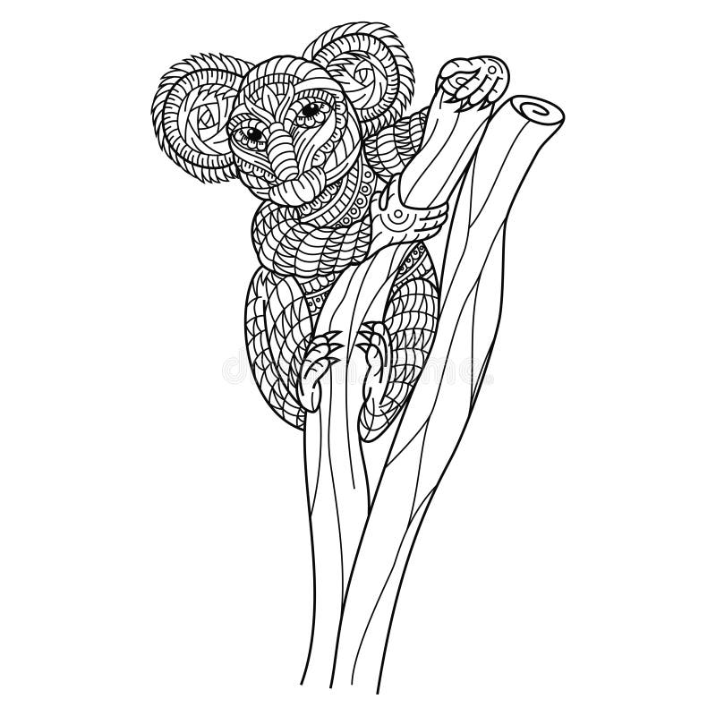 Hand Drawn of Koala in Zentangle Style Stock Vector - Illustration of ...