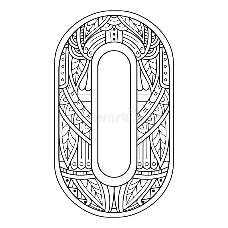 Hand Drawn of Number Zero in Zentangle Style Stock Vector ...