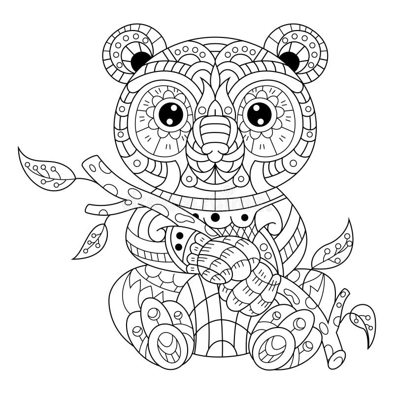 Hand Drawn of Panda in Zentangle Style Stock Vector - Illustration of ...