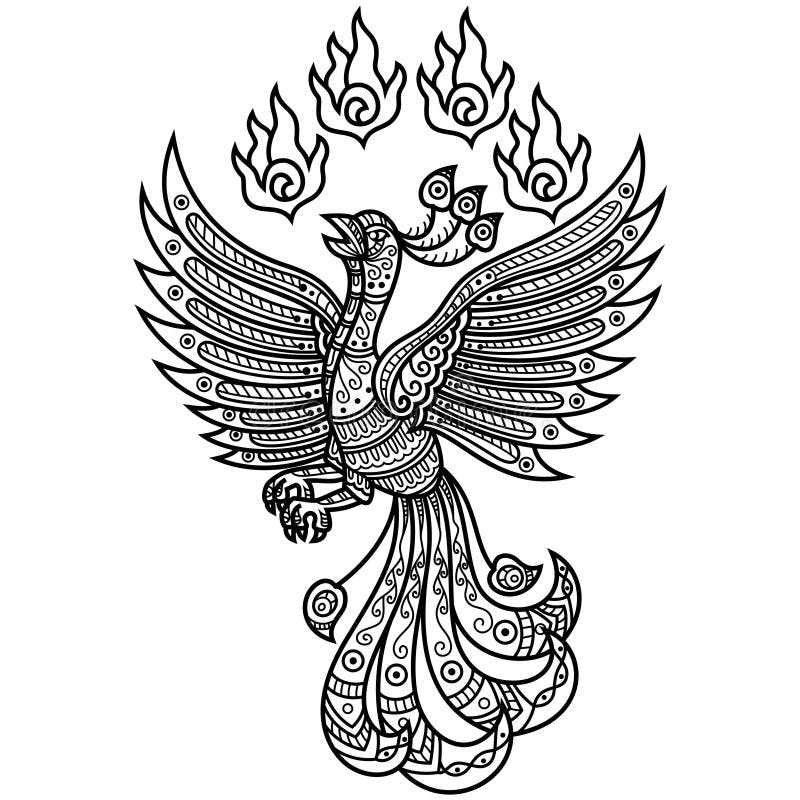Hand Drawn of Phoenix in Zentangle Style Stock Illustration ...