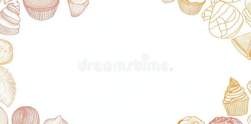 Illustration 2: Hand-Drawn Sketch Border of Bakery Goods Stock Image ...