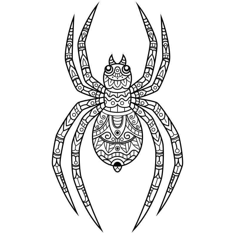 Hand Drawn of Spider in Zentangle Style Stock Vector - Illustration of ...
