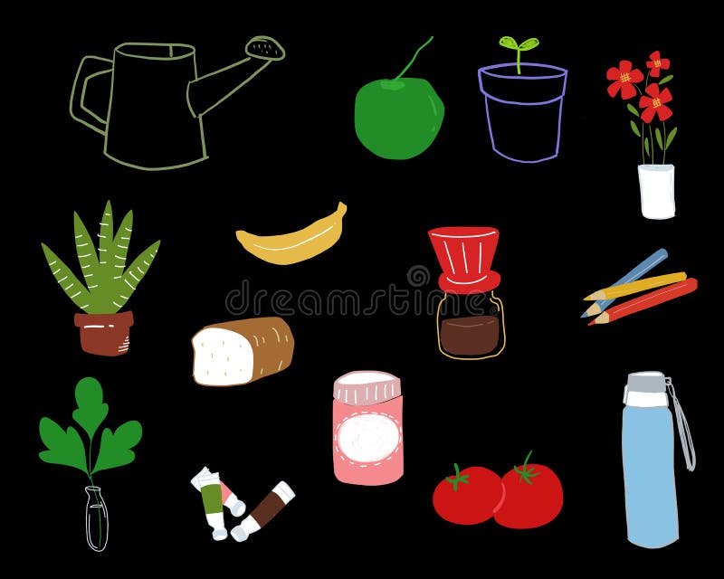 Illustration of Hand Drawn of Things and Food Stock Photo ...