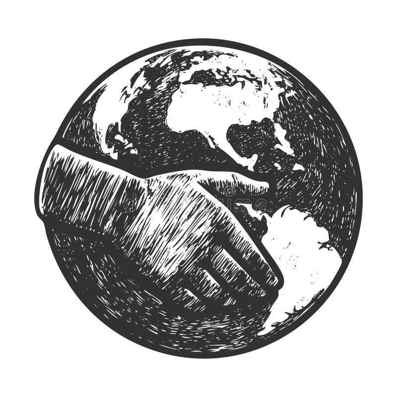Illustration of a Hand Embracing the Earth, Symbolizing Global Care and ...